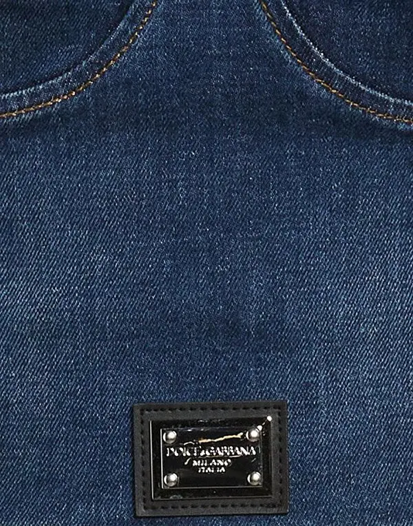 Dolce & Gabbana Color-block Denim Cropped Top