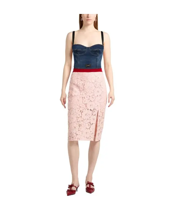 Dolce & Gabbana Color-block Denim Cropped Top