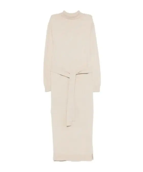 Nanushka Turtleneck Tie Knitted Midi Dress - White
