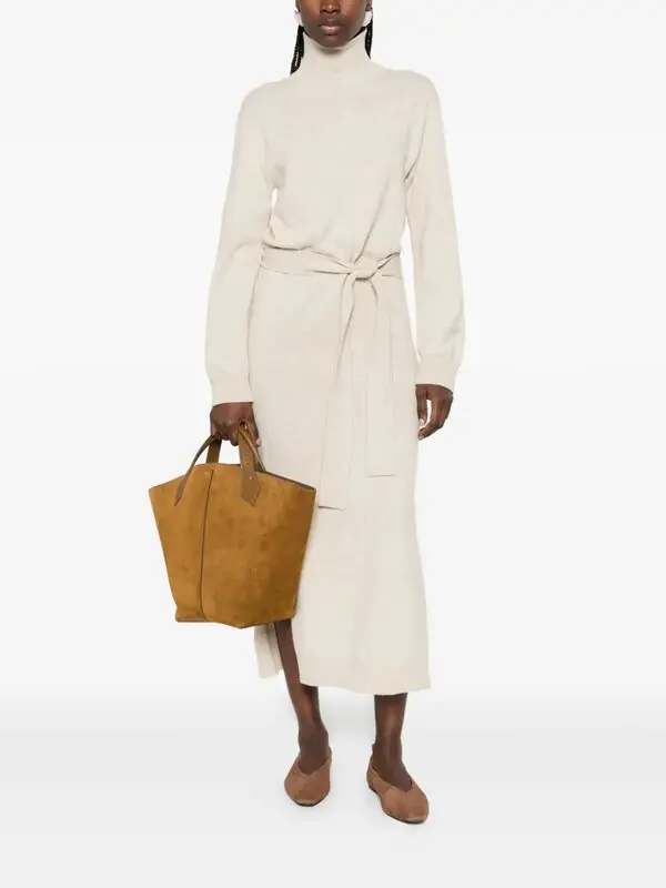 Nanushka Turtleneck Tie Knitted Midi Dress - White