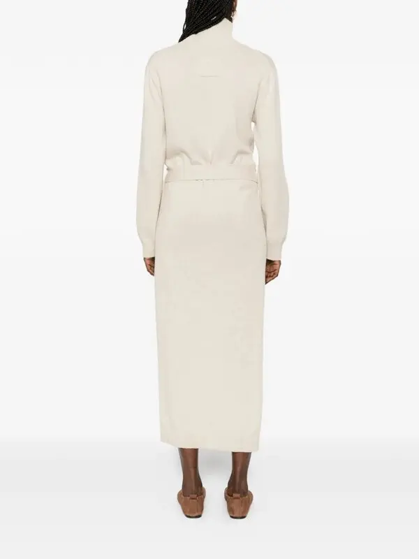 Nanushka Turtleneck Tie Knitted Midi Dress - White