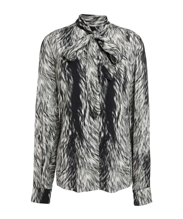 Dolce & Gabbana Printed Silk Shirt With Bow Detail
