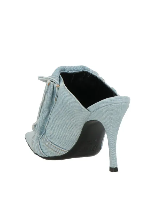 DIESEL® Denim Mules With Pointed Toe And Zip-up Detailing