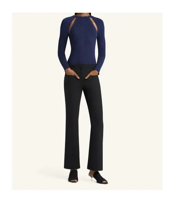 COURREGES Ribbed-knit Cut-out T-shirt