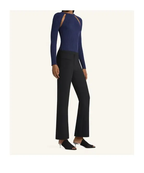COURREGES Ribbed-knit Cut-out T-shirt