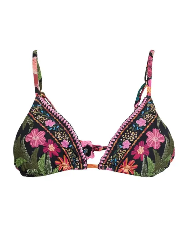 Farm Rio Floral Triangle Bikini - Black