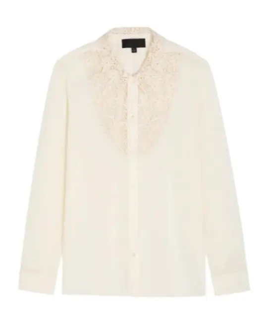 NILI LOTAN Lace Collared Shirt - White