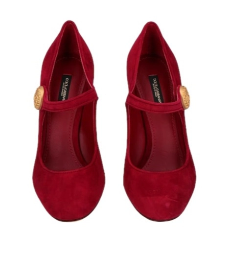 Dolce & Gabbana Round Toe Block Heel Mary Jane Flats