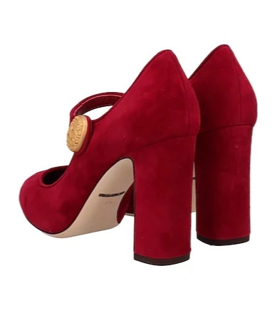 Dolce & Gabbana Round Toe Block Heel Mary Jane Flats