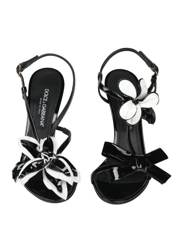 Dolce & Gabbana Patent Leather Bow Detailed Slingback Sandals