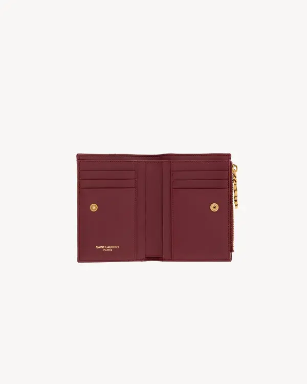 Saint Laurent Le Cassandre Bijou Patent Leather Bi-fold Wallet