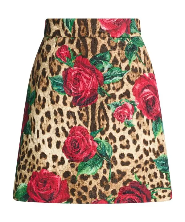 Dolce & Gabbana Leopard Print Umbrella Skirt - Beige
