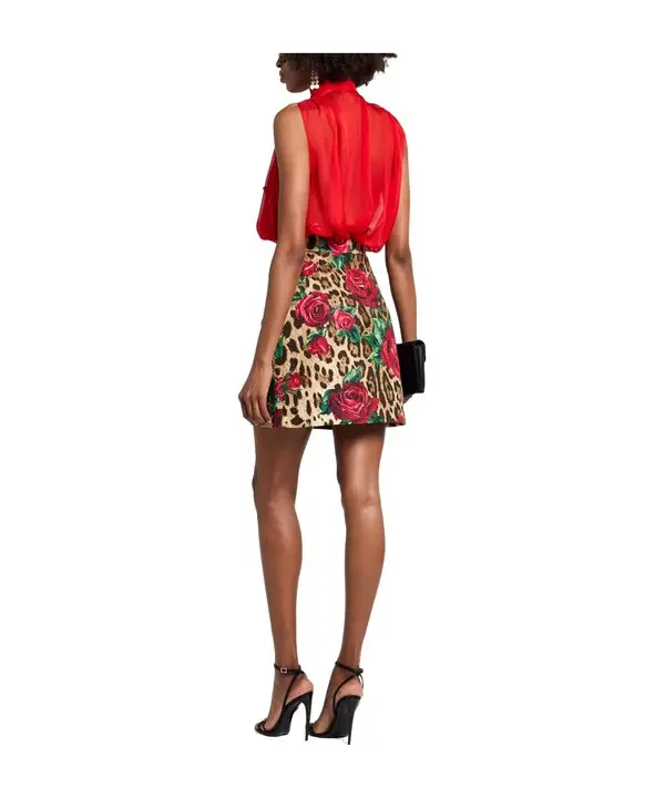 Dolce & Gabbana Leopard Print Umbrella Skirt