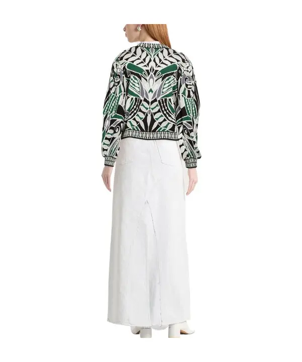 Farm Rio Floral Knit Button-front Top