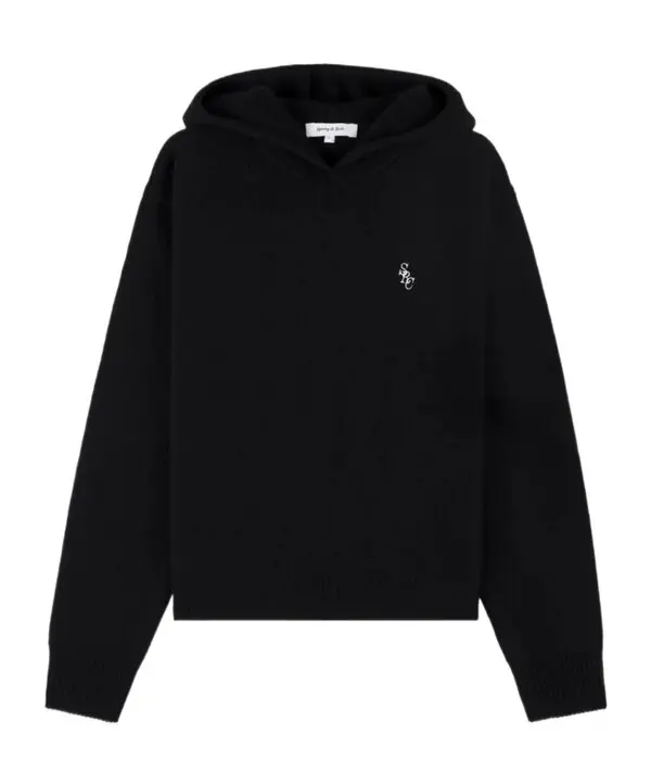 SPORTY  RICH Sporty & Rich Embroidered Textured Knit Hoodie