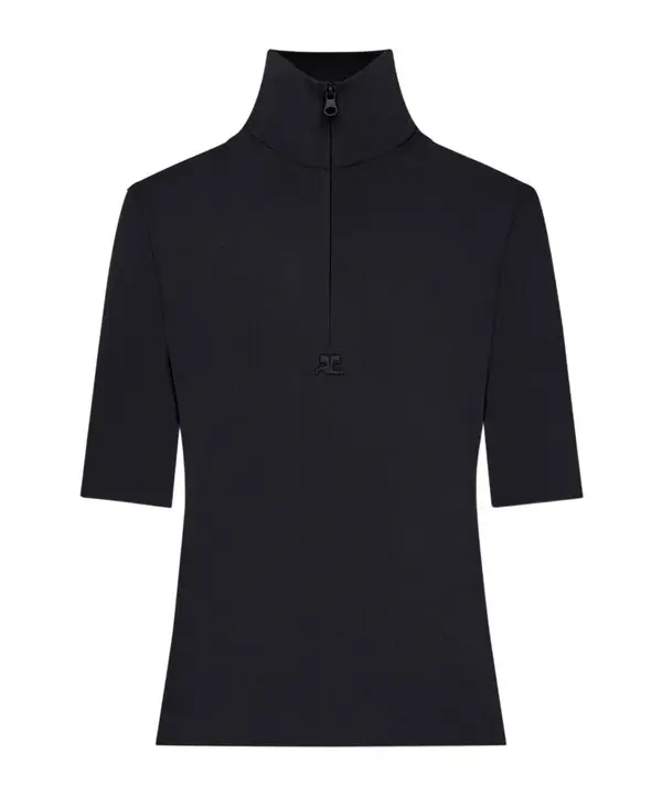 COURREGES Half-zip Short-sleeve Top With Ac Logo
