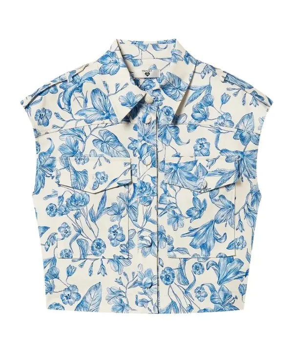 TWINSET Floral Print Cotton Cropped Vest