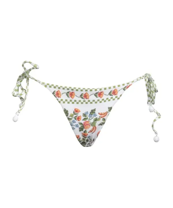 Farm Rio Floral Bikini Bottoms - White