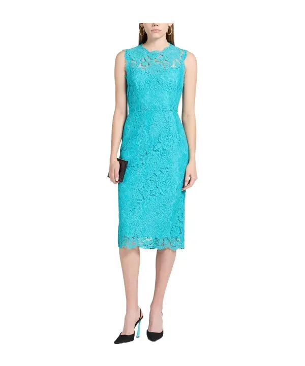 Dolce & Gabbana Sleeveless Lace Sheath Dress - Turquoise