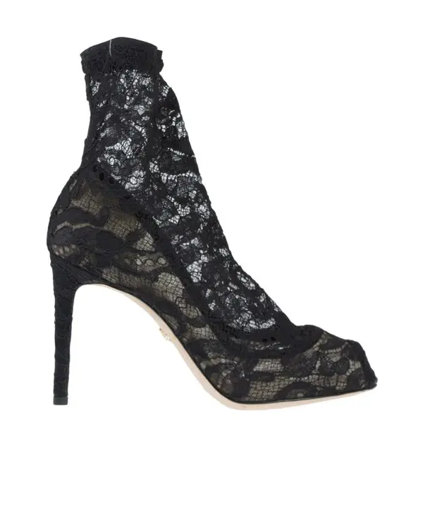 Dolce & Gabbana Lace Print Stiletto Heel Ankle Boots