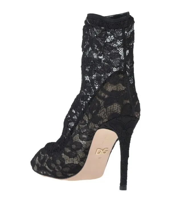 Dolce & Gabbana Lace Print Stiletto Heel Ankle Boots