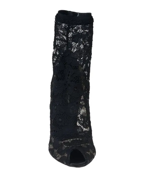 Dolce & Gabbana Lace Print Stiletto Heel Ankle Boots