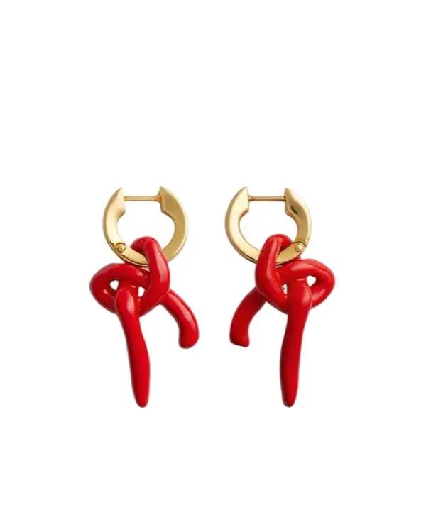 Bottega Veneta Knot Earrings - Deep Red