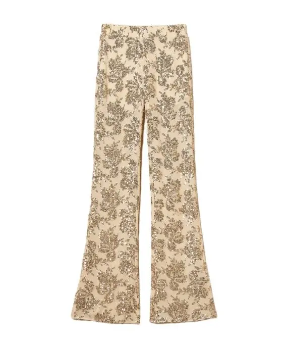 TWINSET Embellished Flared Trousers - Nude