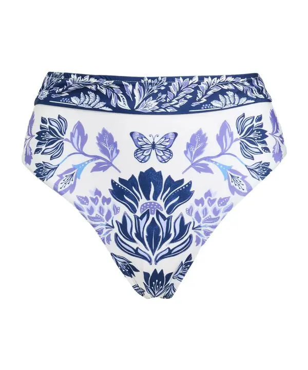 Farm Rio High-waisted Floral Bikini Bottoms - Blue