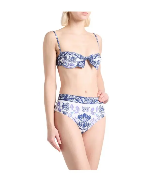 Farm Rio High-waisted Floral Bikini Bottoms - Blue