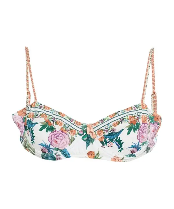 Farm Rio Floral-print Balconette Bikini Top - White