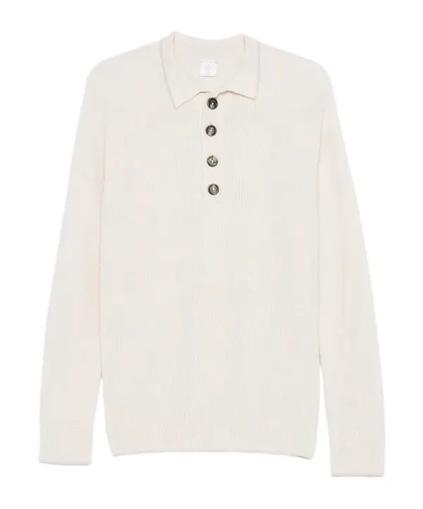 Eleventy Buttoned Collared Polo Shirt - Light Beige