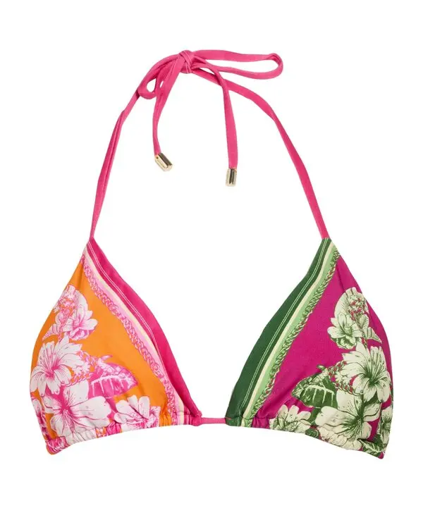 Farm Rio Floral Triangle Bikini Top - Orange