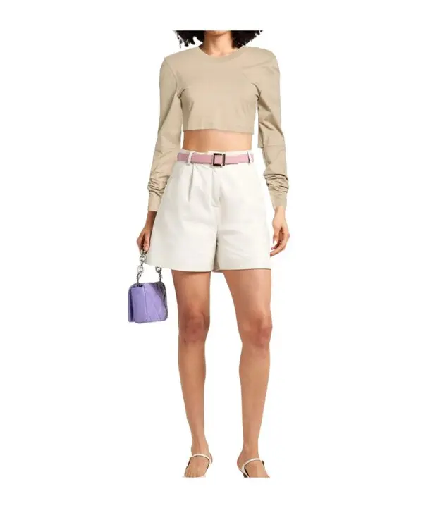 Jacquemus Solid-color Long-sleeve Cropped T-shirt