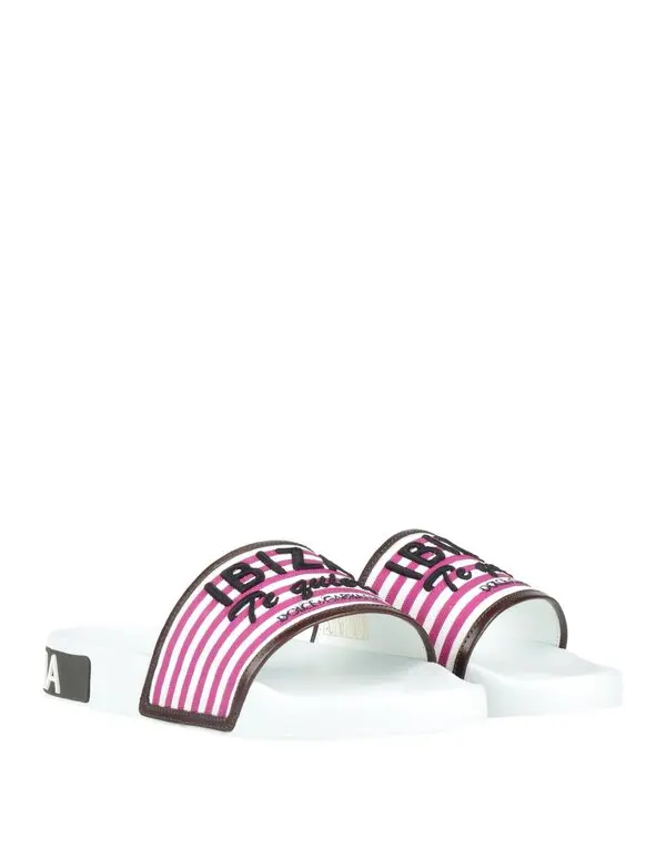 Dolce & Gabbana Striped Letter Print Slides - White