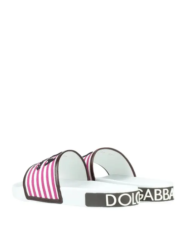 Dolce & Gabbana Striped Letter Print Slides - White