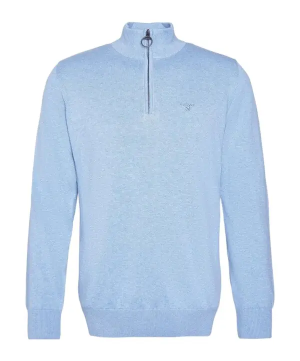 Barbour Half-zip Jumper With Embroidered Logo And Check Trim