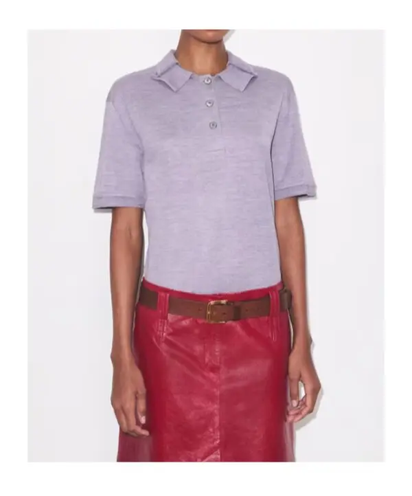 Tory Burch Oversized Silk Polo Shirt - Purple
