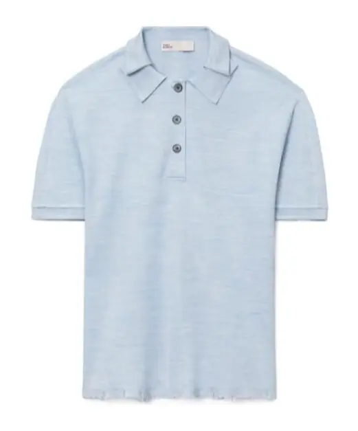 Tory Burch Oversized Silk Polo - Light Blue