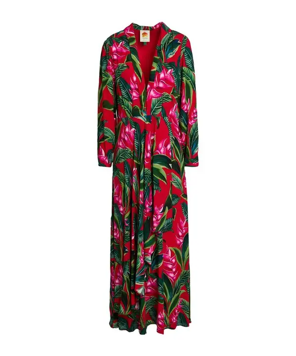 Farm Rio Flared Floral-print Crepe Maxi Dress