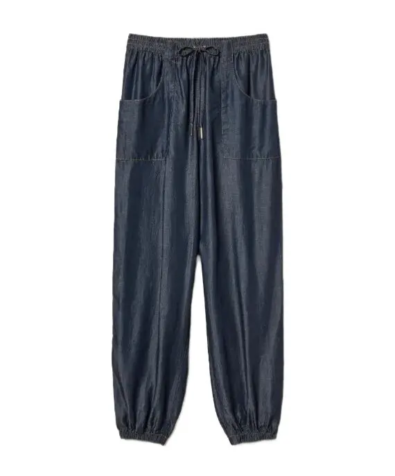 TWINSET Drawstring Denim Sweatpants - Black