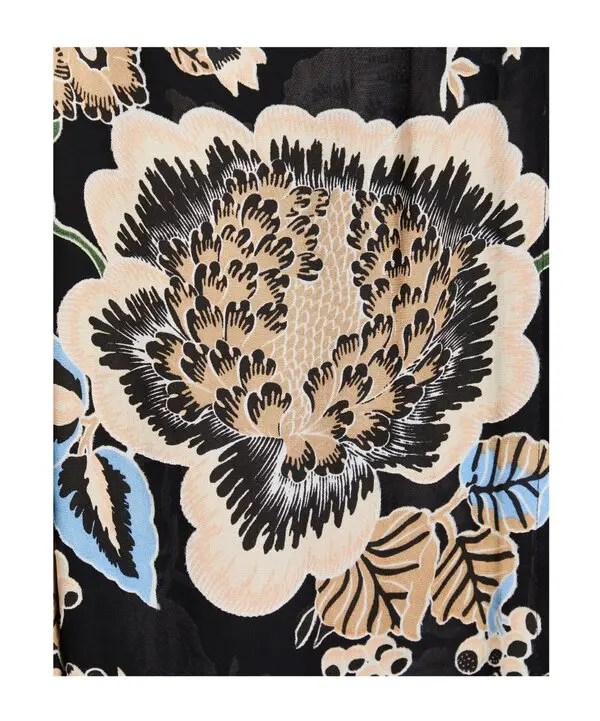 Tory Burch Floral Print Satin Shirt With Mandarin Collar And Belt