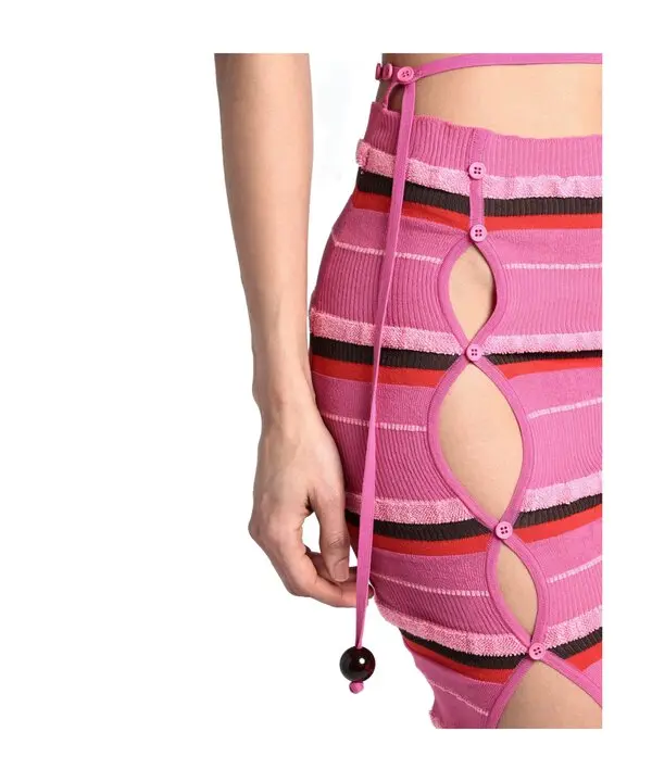 Jacquemus Striped Knitted Pencil Skirt - Purple-red