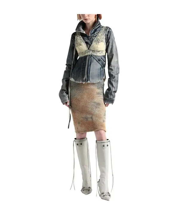 DIESEL® Sleeveless V-neck Denim Cropped Jacket