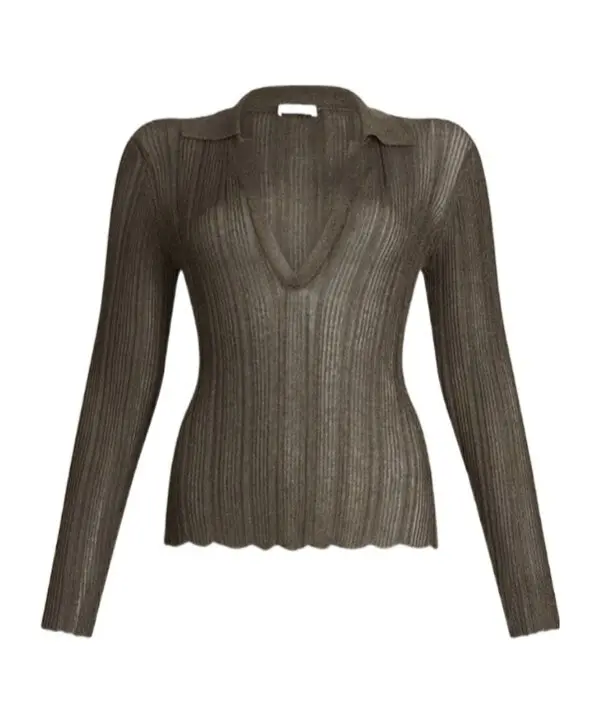 Liu Jo Lurex Ribbed V-neck Sweater