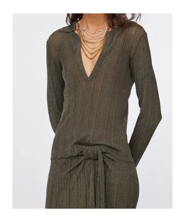 Liu Jo Lurex Ribbed V-neck Sweater