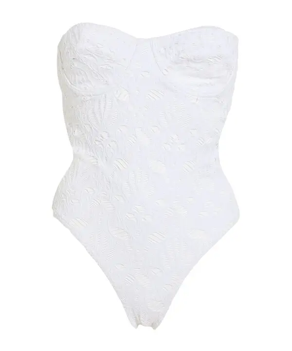 Farm Rio Broderie Anglaise One-piece Swimsuit - White