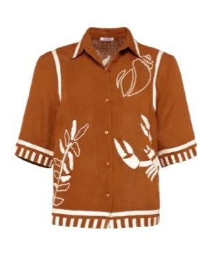 ERES Short Sleeve Printed Shirt - Brown