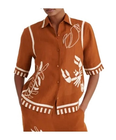 ERES Short Sleeve Printed Shirt - Brown
