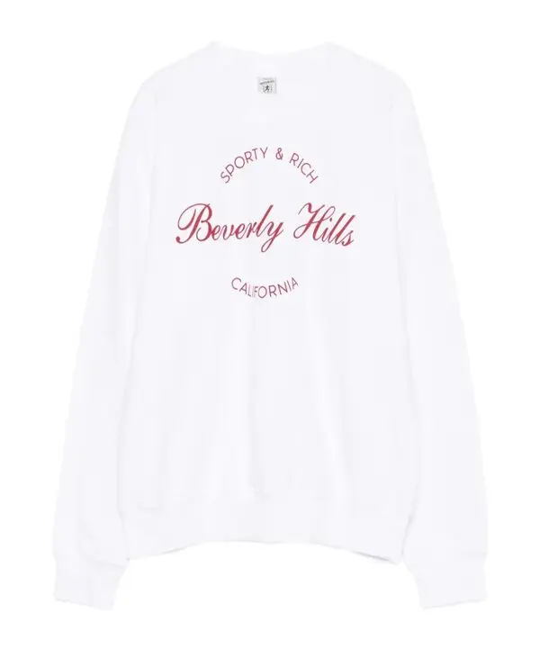 SPORTY  RICH Sporty & Rich Beverly Hills Crewneck Sweatshirt - White